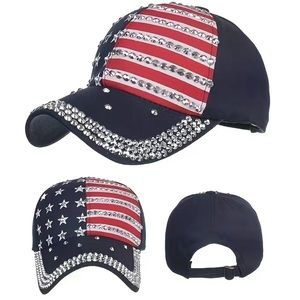 House Of Royalty | Accessories | Patriotic Usa Flag Rhinestone Baseball ...
